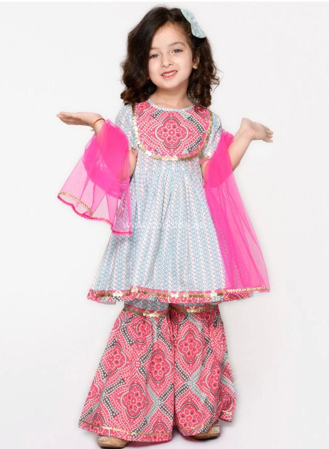 Raina Grey and pink Sharara set with Dupatta - Shop Indian ethnic ...